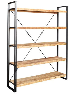 Cosmo Industrial Large Open Bookcase - Solid Mango Wood - L40 x W160 x ...