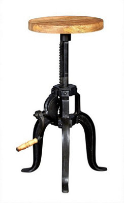 Cosmo Industrial Small Crank Table - Solid Mango Wood - L30 x W30 x H50 ...