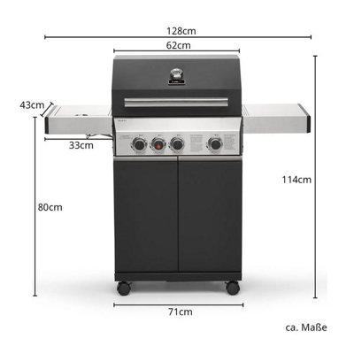 CosmoGrill 3+1 Premium Black Gas Barbecue with Ceramic Sear Burner Side ...