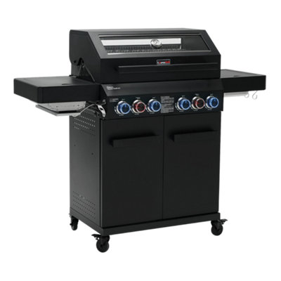 CosmoGrill 6 Burner Platinum Yamara Dark 4+2 Gas BBQ, Viewing Glass ...