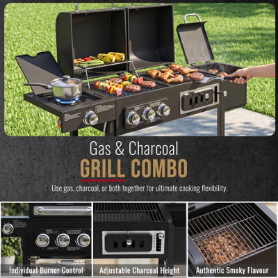 CosmoGrill Hybrid 4 Burner Barbecue DUO Dual Fuel 3+1 Gas Grill ...