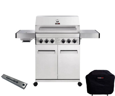 CosmoGrill Platinum Stainless Steel 4+2 Silver Gas Barbecue with Cover ...