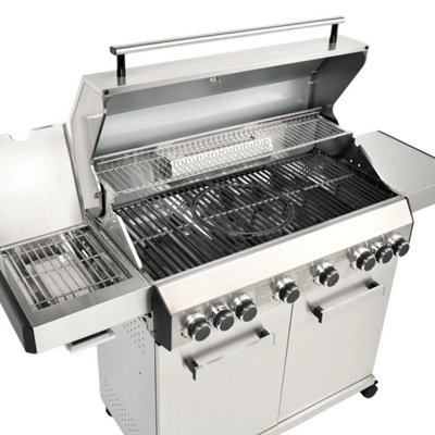 CosmoGrill Platinum Stainless Steel 6+2 Silver Gas Barbecue with Cover ...