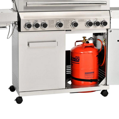 CosmoGrill Platinum Stainless Steel 6+2 Silver Gas Barbecue with Cover ...