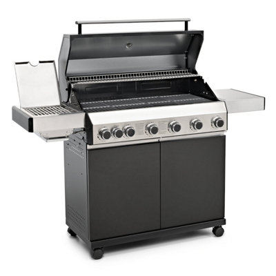 CosmoGrill Premium Black 6+1 Gas Barbecue with Cover, Pizza Stone ...