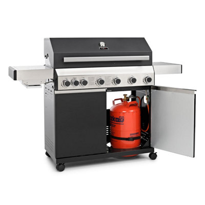 CosmoGrill Premium Black 6+1 Gas Barbecue with Cover, Pizza Stone ...
