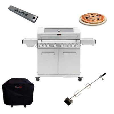 CosmoGrill Stainless Steel Yamara 6+2 Gas BBQ, 6 Main Burners-Cover ...