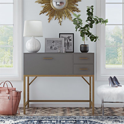 Cosmoliving Wooden Grey Lennon Console Bar Table Desk Unit With Storage ...