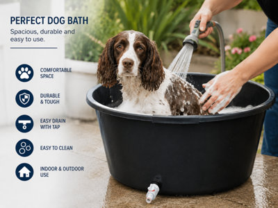 Cost Wise Round Dog Washing Tub with Drain Valve - Heavy Duty Pet Bath ...