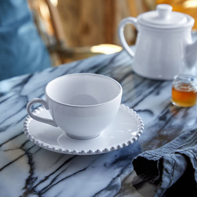 Costa Nova Pearl White 250ml Tea Cup & Saucer