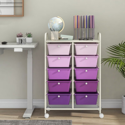 COSTWAY 10-Drawer Storage Cart Rolling Cart w/Universal Wheel & Handle ...