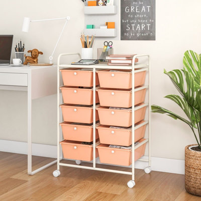 COSTWAY 10-Drawer Storage Cart Rolling Cart w/Universal Wheel & Handle