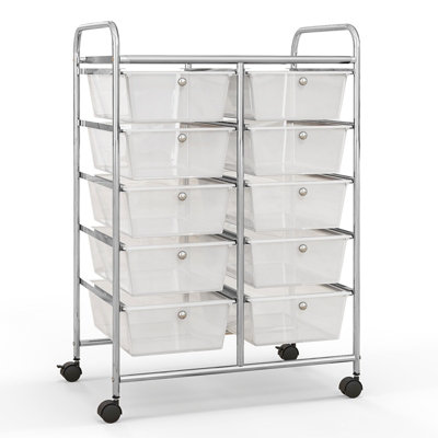 Costway 10 Drawers Storage Trolley Mobile Rolling Utility Cart Home ...