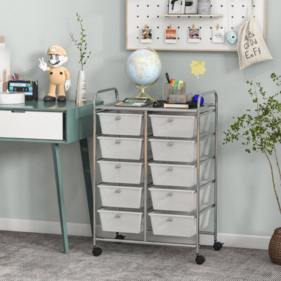 Costway 10 Drawers Storage Trolley Mobile Rolling Utility Cart Home ...