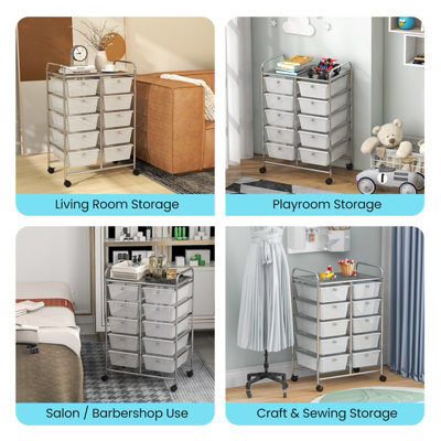 Costway 10 Drawers Storage Trolley Mobile Rolling Utility Cart Home ...