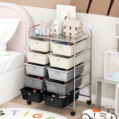 Costway 10 Drawers Storage Trolley Mobile Rolling Utility Cart Home ...