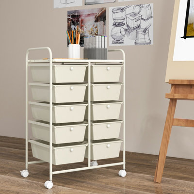 Costway 10 Drawers Storage Trolley Mobile Rolling Utility Cart Home ...