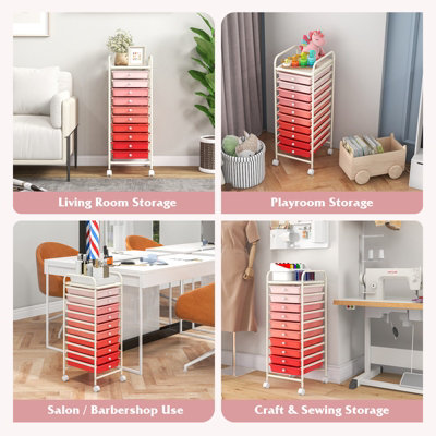 Costway 10 Drawers Storage Trolley Mobile Rolling Utility Cart Home ...