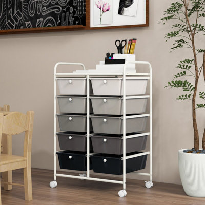 Costway 10 Drawers Storage Trolley Mobile Rolling Utility Cart Home ...