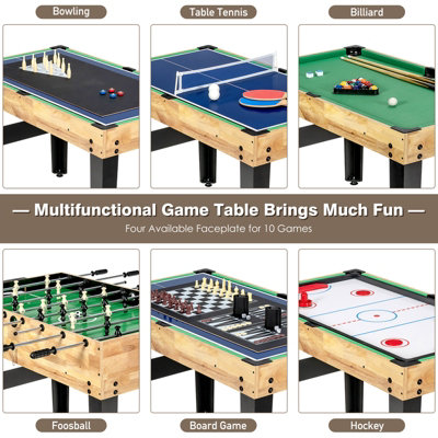 COSTWAY 10-in-1 Combo Game Table Set Multi Game Table Set with Foosball ...