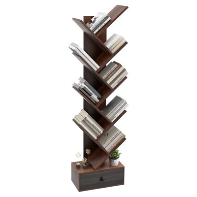 Costway 10 Tiers Tree Shaped Bookshelf Display Bookcase Storage Rack ...