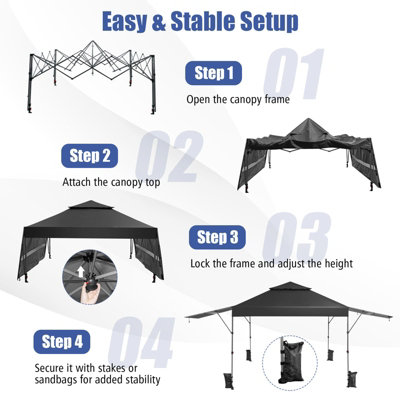 Costway 10 x 17.6 FT Outdoor Instant Pop-up Canopy Tent W/ Dual Half ...