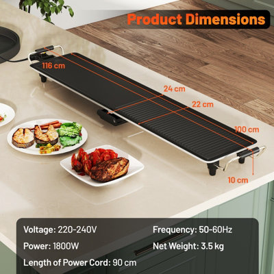 COSTWAY 100 x 22cm Electric Griddle Extra Large Teppanyaki Grill-Black