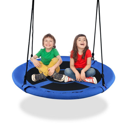COSTWAY 100cm Flying Saucer Tree Swing Adjustable and Durable Ropes-Blue