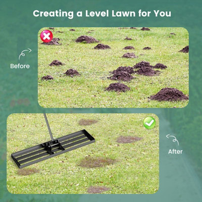 COSTWAY 106 CM LAWN LEVELING RAKE HEAVY DUTY LEVEL LAWN TOOL W/ HANDLE ...