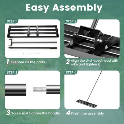 Costway 106 cm Lawn Leveling Rake Heavy Duty Level Lawn Tool w/ Handle ...