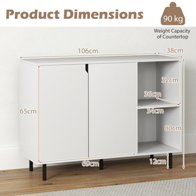 COSTWAY 106cm Sideboard Buffet Cabinet Modern Kitchen Storage Cabinet w ...