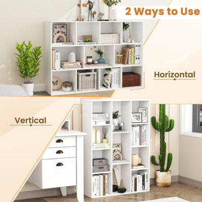 Costway 11-Cube Bookcase Modern Geometric Bookshelf Book Storage Organizer