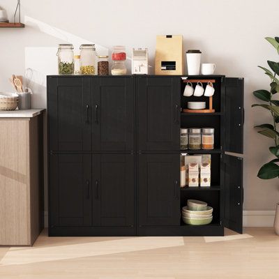 COSTWAY 110 cm Pantry Cabinet Home Office Sideboard Cupboard W ...