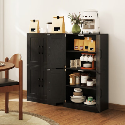 COSTWAY 110 cm Pantry Cabinet Home Office Sideboard Cupboard W ...