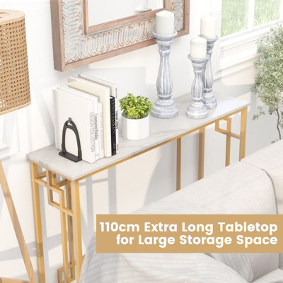 Costway 110cm Long Modern Console Table Faux Marble Narrow Entryway ...