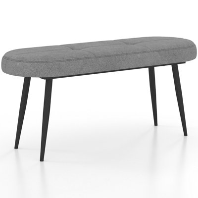 COSTWAY 113 cm Ottoman Bench Modern Padded Shoe Bench w/ Metal Legs