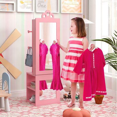 COSTWAY 117CM Standing Kids Jewelry Armoire Jewelry Storage Organizer ...