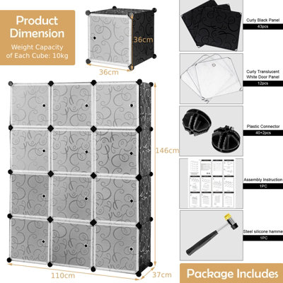 Costway 12-Cube Storage Organizer Bookcase Modular Cube Closet Room DIY ...