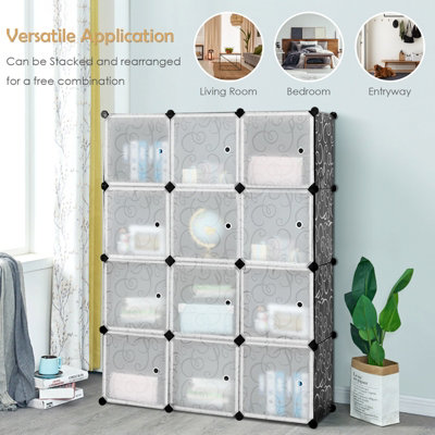 Costway 12-Cube Storage Organizer Bookcase Modular Cube Closet Room DIY ...