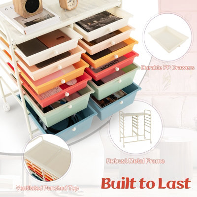 Costway 12 Drawer Rolling Storage Cart Office Lightweight Utility Cart ...