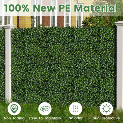 COSTWAY 12 Pcs Artificial Grass Wall Panels 50 x 50cm Square Privacy ...