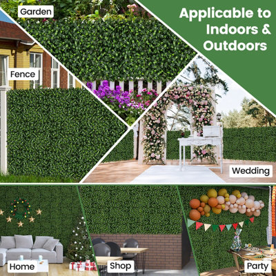 COSTWAY 12 Pcs Artificial Grass Wall Panels 50 x 50cm Square Privacy ...