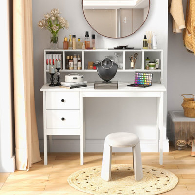 Costway 120 cm Computer Desk Study Writing Table with with 5-Cubby ...