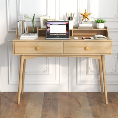 COSTWAY 120 CM Home Office Computer Desk Wooden Vanity Table W/ Hutch ...