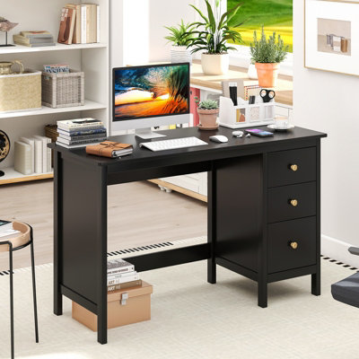 COSTWAY 120 X 50 CM COMPUTER DESK MODERN WRITING DESK WITH 3 DRAWERS-BLACK