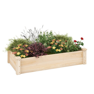 COSTWAY 120 x 60 x 25 cm Wooden Raised Garden Bed Outdoor Rectangular ...