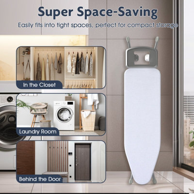 COSTWAY 120cm x 38cm Ironing Board w/ Iron Rest Foldable Carbon Steel ...