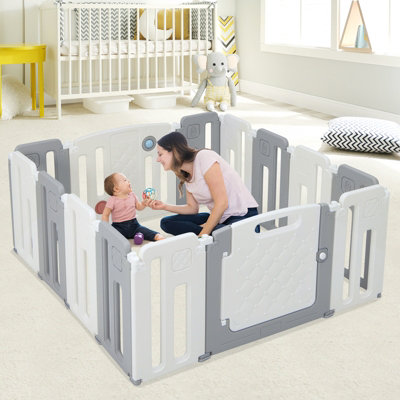 Costway 14 Panels Baby Playpen Foldable Baby Play Yard Infant Fence ...