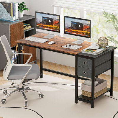 Costway 140 cm Home Office Desk Writing Desk Modern Computer ...