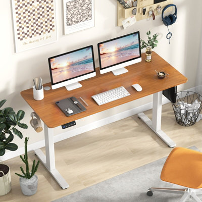 COSTWAY 140 x 60cm Electric Standing Desk Home Office Computer Desk w ...